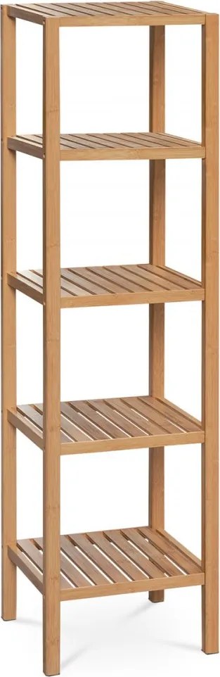 Regál, 5 polic, masiv bambus, přírodní odstín, nosnost 15 kg Autronic
