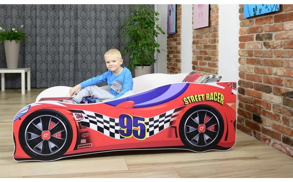 Svět pokojů Dětská autopostel sportovní auto červené 95 + MATRACE ZDARMA Rozměr: 140x70 cm