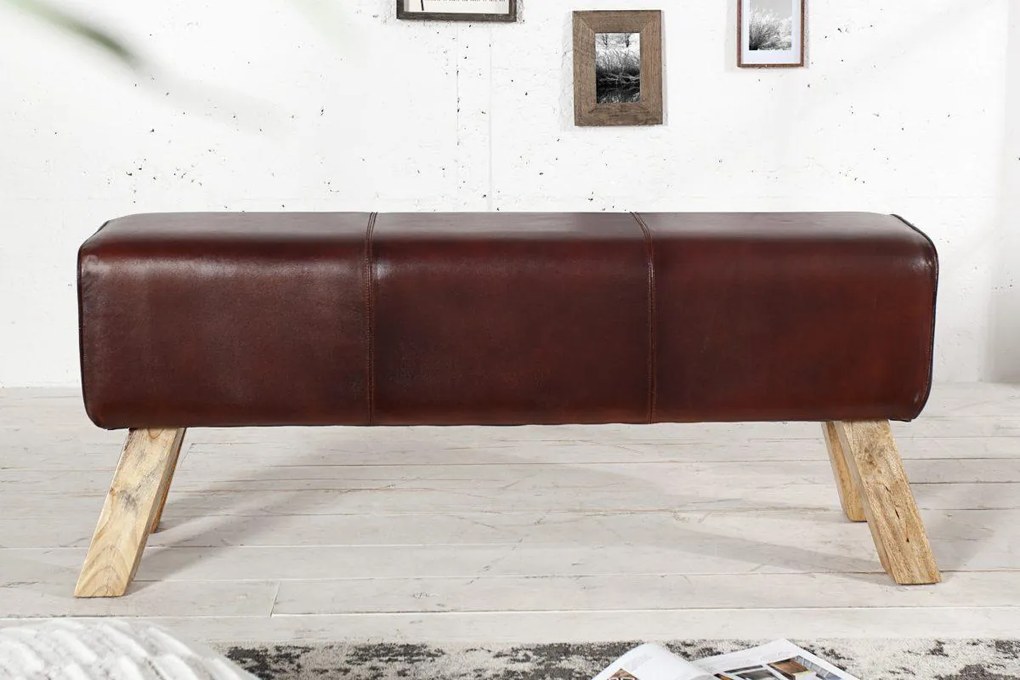 Designová lavice Horse 120 cm pravá kůže - skladem