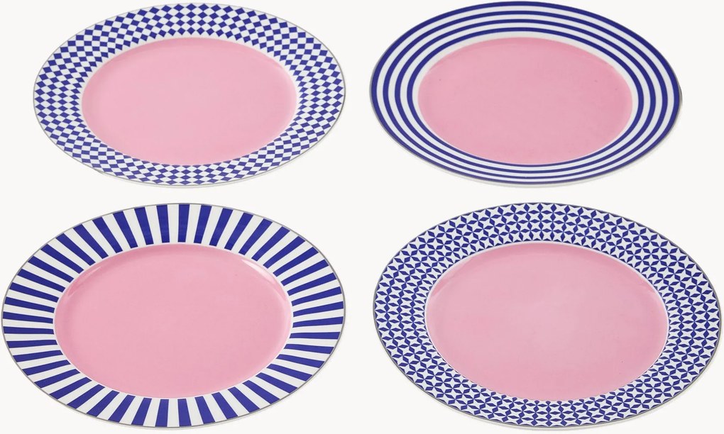 Sada snídaňových talířů z porcelánu Aunty, 4 díly