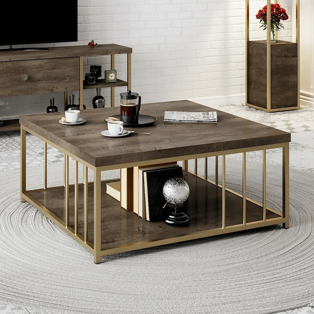 Konferenční stolek Zenn Walnut and Gold