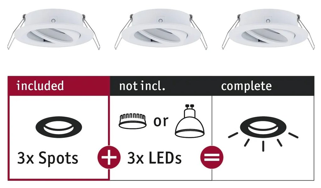 Paulmann 92486 Choose, sada výklopných bodovek 3x10W, bílá, průměr 8,4cm