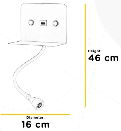ONLI - LED Flexibilní lampička s policí a USB nabíjením PLAK LED/5W/230V bílá