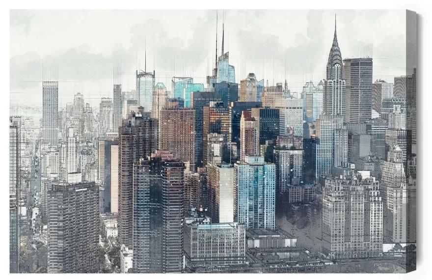 Obraz Panorama Města New Yorku Nedostatek Nedostatek Přírodní plátno 70x50