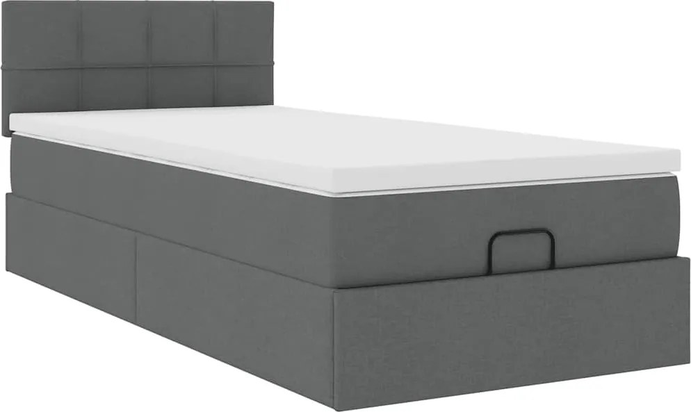 Osmanský rám postele s matrací tmavě šedá 100x200cm textil 3311436