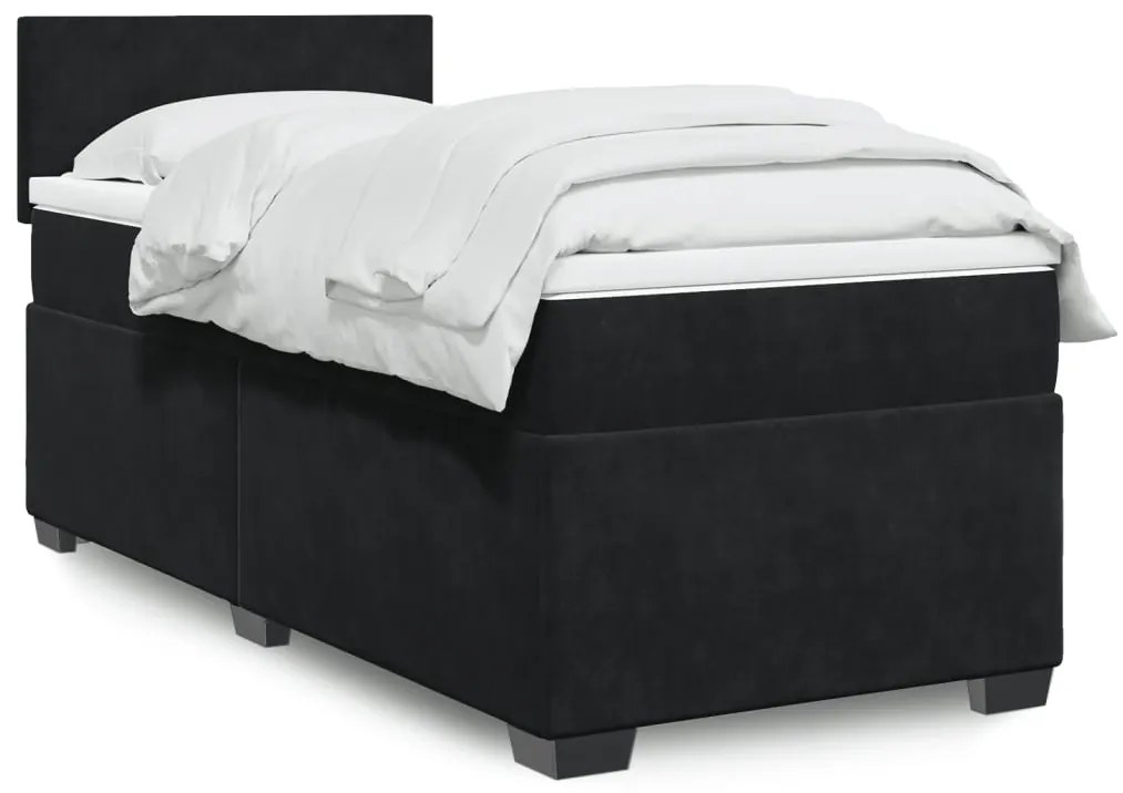 Box spring postel s matrací černá 80 x 200 cm samet 3288458