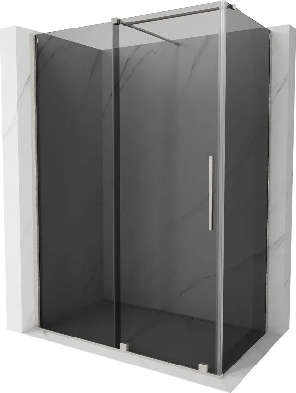 Mexen Velar, sprchový kout s posuvnými dveřmi 160 x 75 cm, 8mm šedé sklo, broušená ocel, 871-160-075-41-97