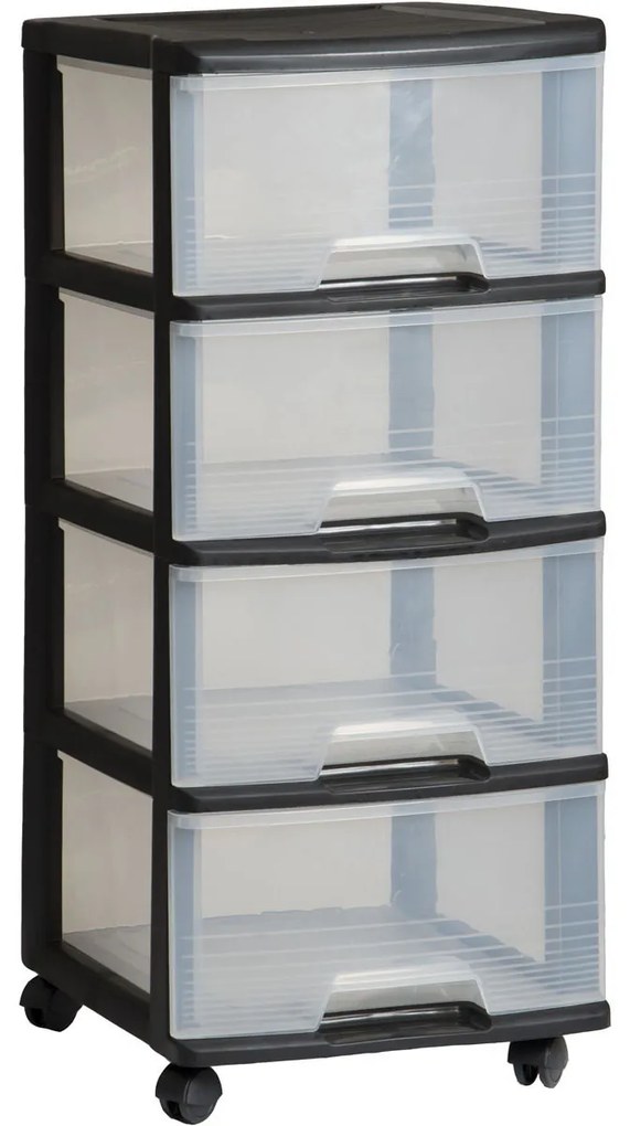 Curver Regálek se Šuplíky černý 4x20l, šířka 37 cm