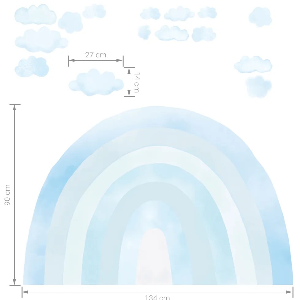 Samolepka na zeď DUHA modrá