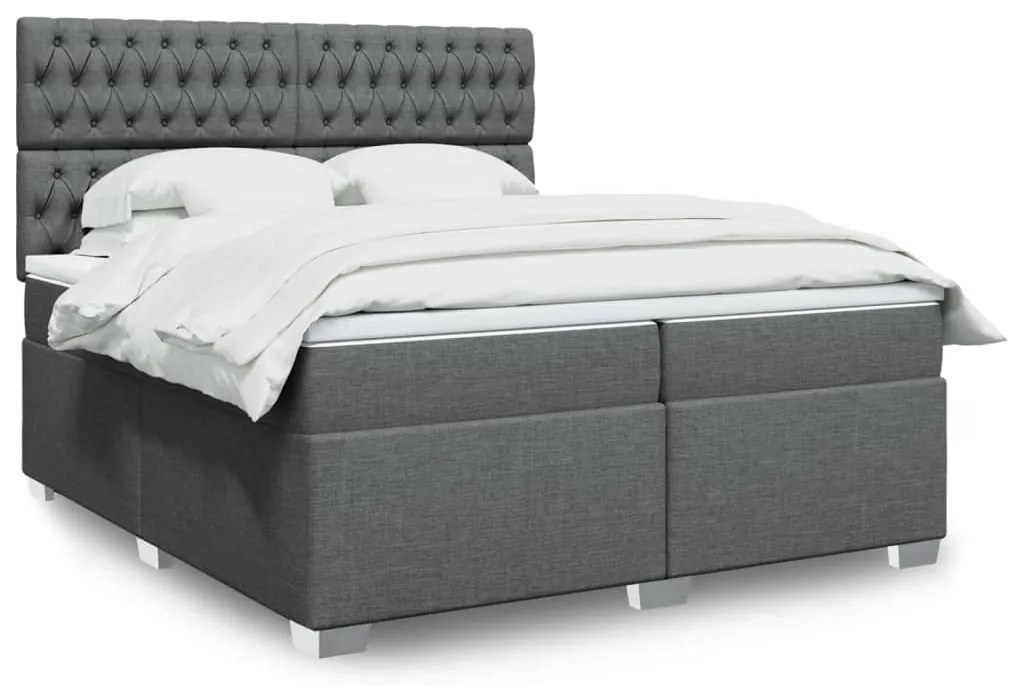 Box spring postel s matrací tmavě šedá 200x200 cm textil 3290603