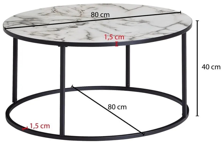 Bruxxi Konferenční stolek Alan, 80 cm, mramor