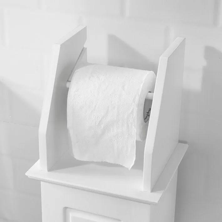 Sobuy SoBuy BZR53-W Nízká skříňka do koupelny Držák toaletního papíru Bílá