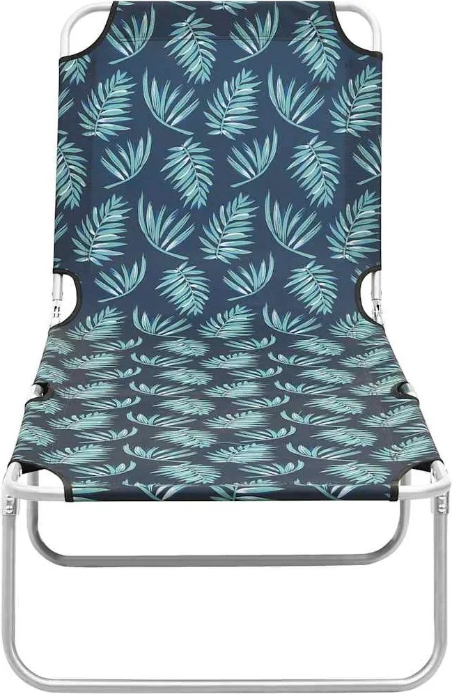 Skládací zahradní lehátko ocel a textil potisk se vzorem listů 310331