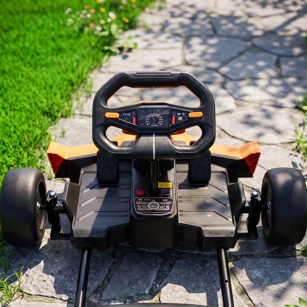 AIYAPLAY 12V elektro-go-kart pro děti 3-8 let, nastavitelné sedadlo, 3 rychlosti, plynulý start, oranžová
