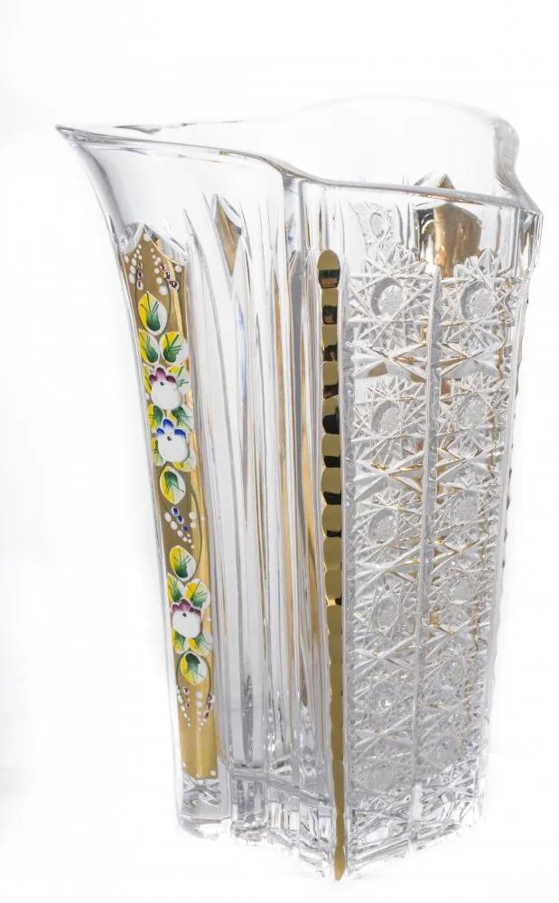 Broušená váza, Zlatá, Royal Crystal, 24 cm