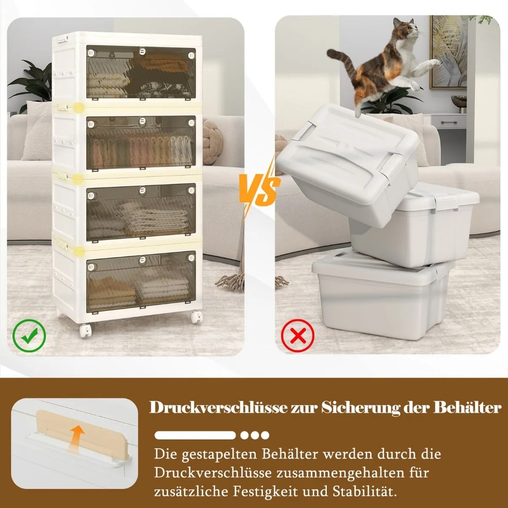 Costway Úložný box s víkem, stohovací boxy, skládací skladovací kontejnery