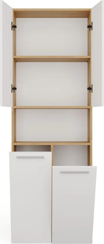 Koupelnový sloupek se 2 koši na prádlo NEL 2K DK bílá/dub artisan