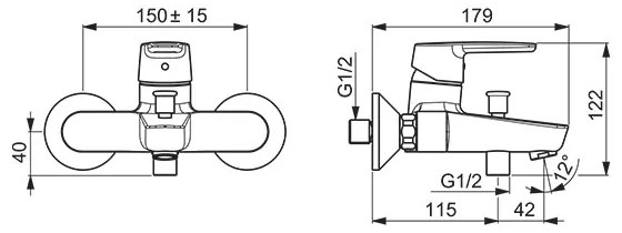 Hansa Vanová nástěnná baterie HANSAPOLO 51442193