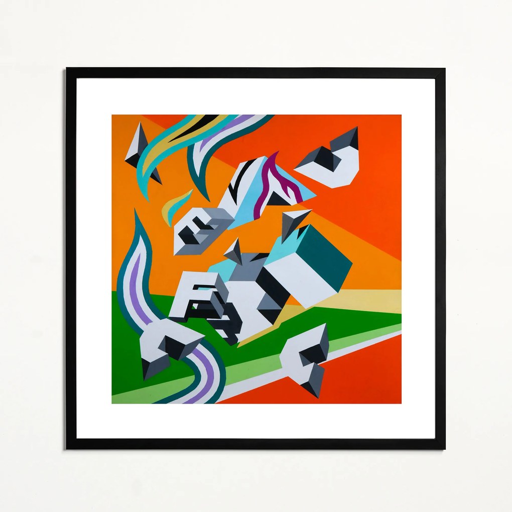 Marek Uhlíř | Písmena v prostoru Rám: Dubový, Velikost: 60 x 60 cm