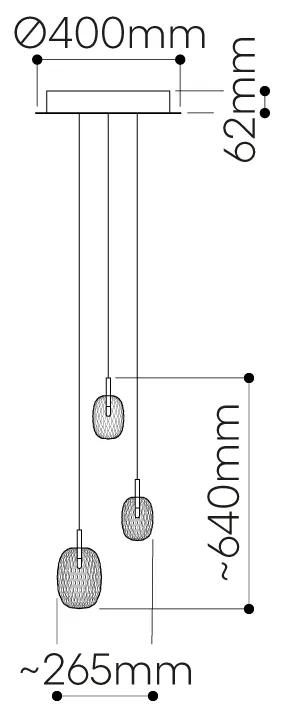 Bomma Metamorphosis skleněné závěsné svítidlo, 3X Ø 124 mm