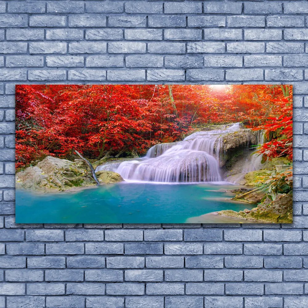 Plexisklo-obraz Podzimní Vodopád Les 120x60 cm