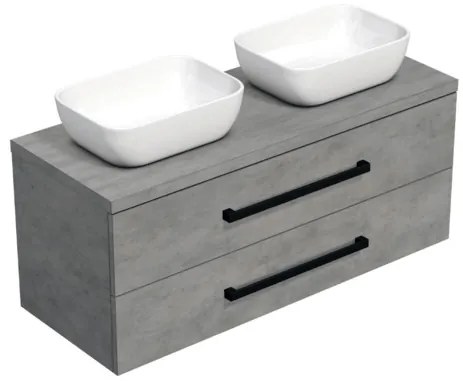 Koupelnová skříňka s černou úchytkou a krycí deskou SAT Cube Way 120x53x46 cm beton mat CUBE46C1203BESAT45