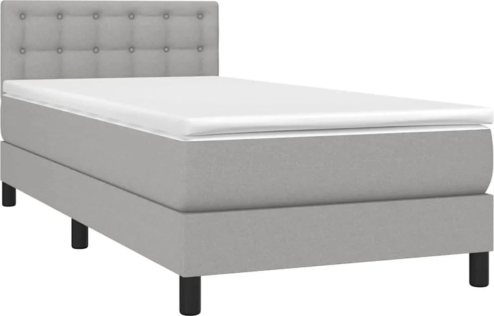 Box spring postel s matrací a LED světle šedá 100x200 cm textil 3133453