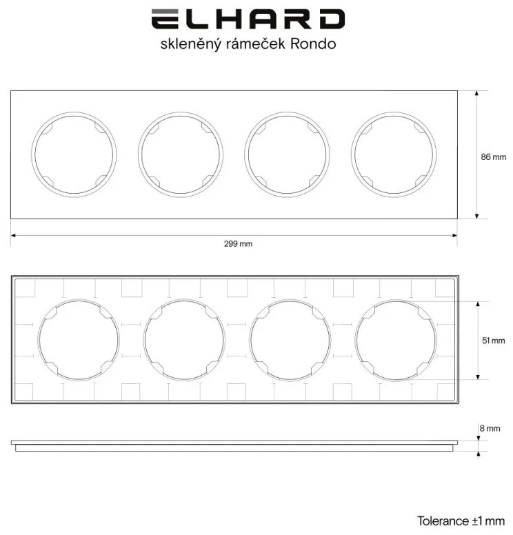 Elhard Skleněný čtyřrámeček Rondo Glass, bílý RG3104W