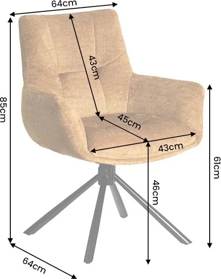 Designová otočná židle Vondila hořčičný samet