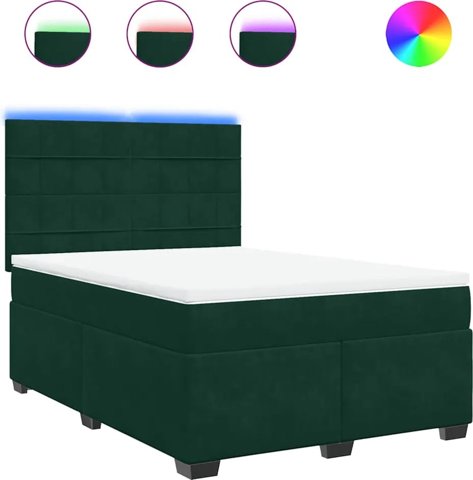 Box spring postel s matrací tmavě zelená 160x200 cm samet 3293257