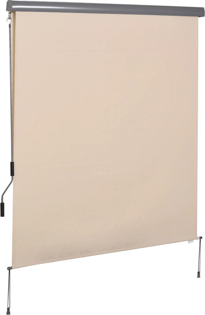 Outsunny Venkovní Rolovací Záclona 2,5 x 1,6 m Skladatelný Vertikální Sluneční Stín s Kličkou, Hliník a Polyester 280 g/m² UV50+ Ochrana pro Balkon, …