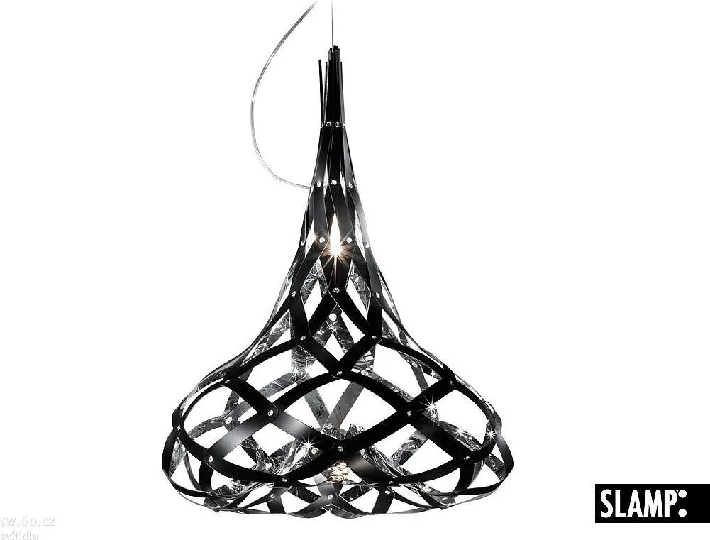 Slamp SuperMorgana, designové svítidlo s černou vnější a zrcadlovou vnitřní úpravou, 1x75W, prům. 45cm