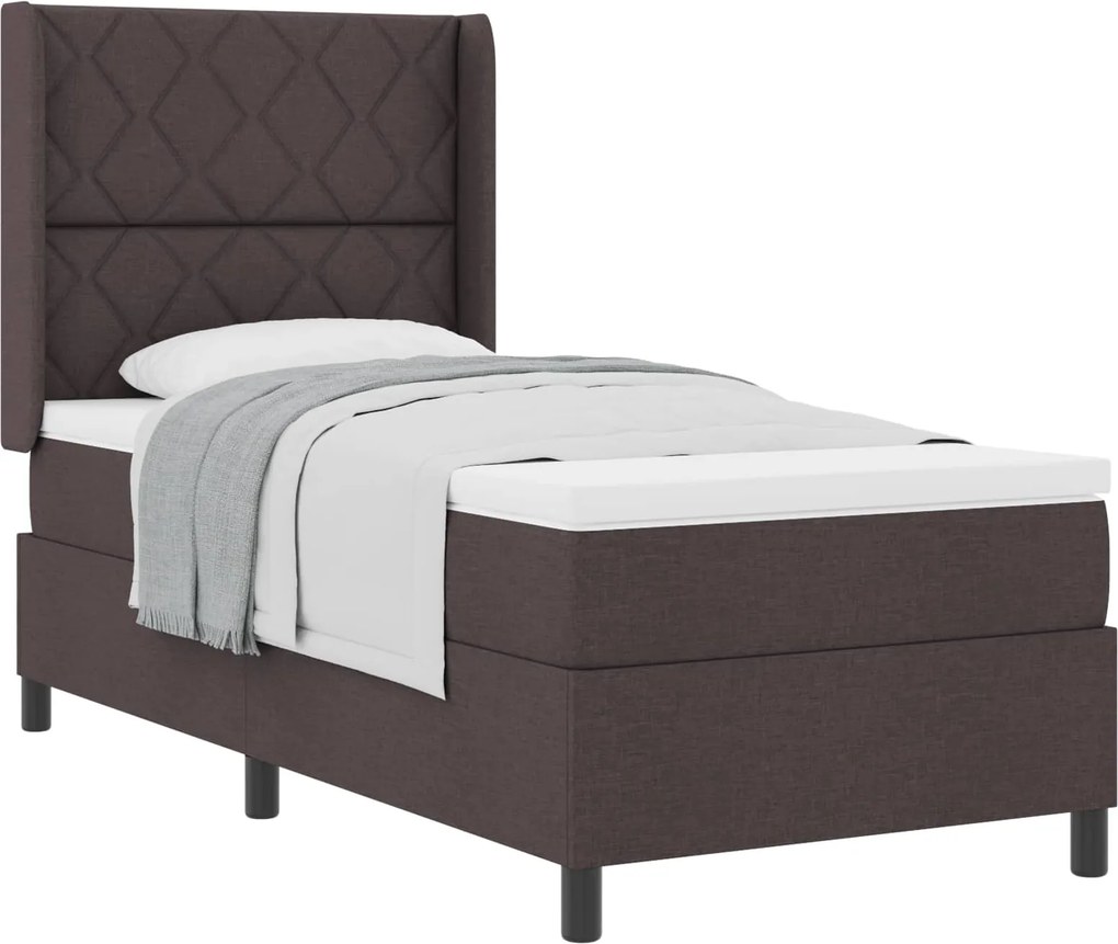 Postel s boxspringem s čelo Tmavě hnědá 200 x 100 cm textil 3341696