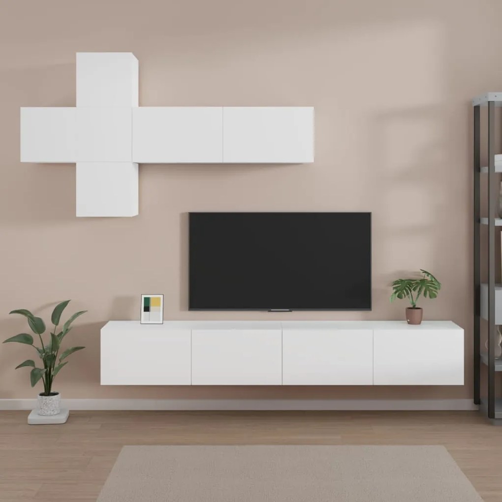 7dílný set TV skříněk bílý kompozitní dřevo 3114518