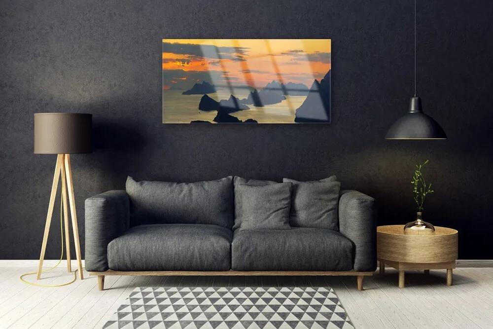 Obraz na skle Moře Skály Hory Krajina 100x50 cm