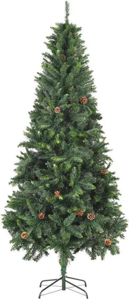 Umělý vánoční stromek se šiškami zelený 210 cm 284316