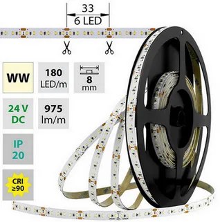 LED pásek McLED 24V teplá bílá š=8mm IP20 12W/m 180LED/m SMD2216 ML-126.733.60.0