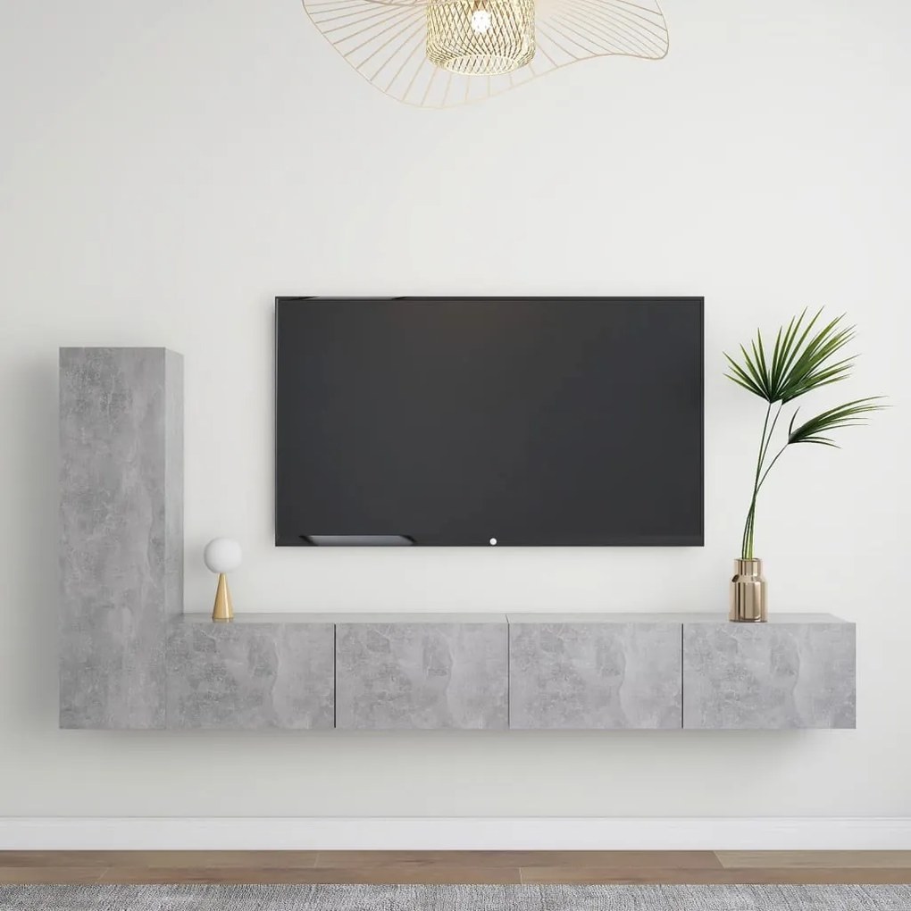 3dílný set TV skříněk betonově šedý kompozitní dřevo 3079095