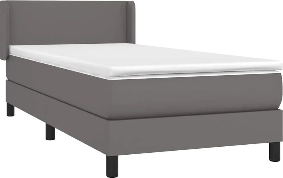 Box spring postel s matrací šedá 80 x 200 cm umělá kůže 3130629