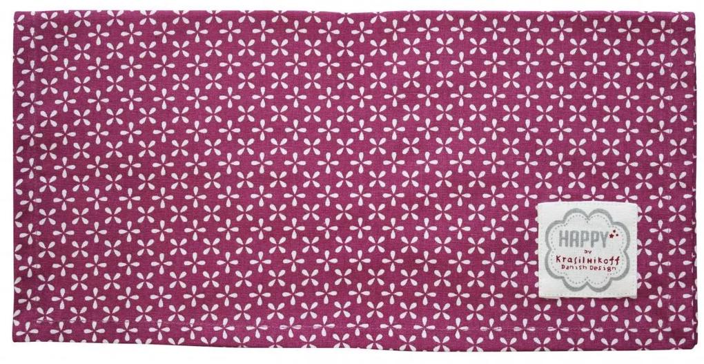 Krasilnikoff Bavlněný ubrousek Daisy Plum, růžová barva, fialová barva, textil