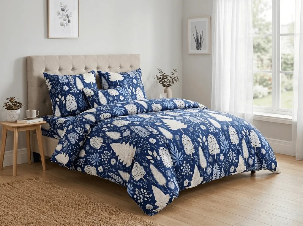 Povlečení z mikrovlákna INDIGO BLOOM modré Rozměr povlečení: 2 ks 70 x 90 cm | 200 x 220 cm