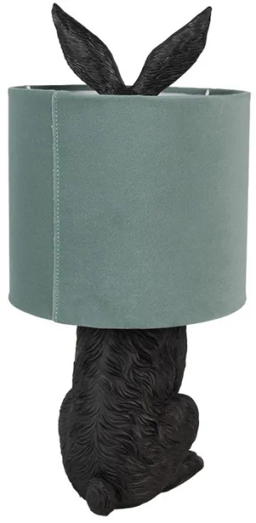 Černá stolní lampa králík s tyrkysovým stínidlem Konijn – 20x43 cm