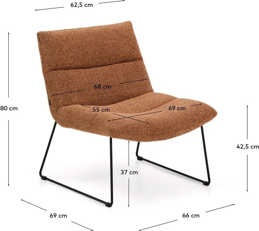 Žinylkové křeslo v terakotové barvě Asen – Kave Home