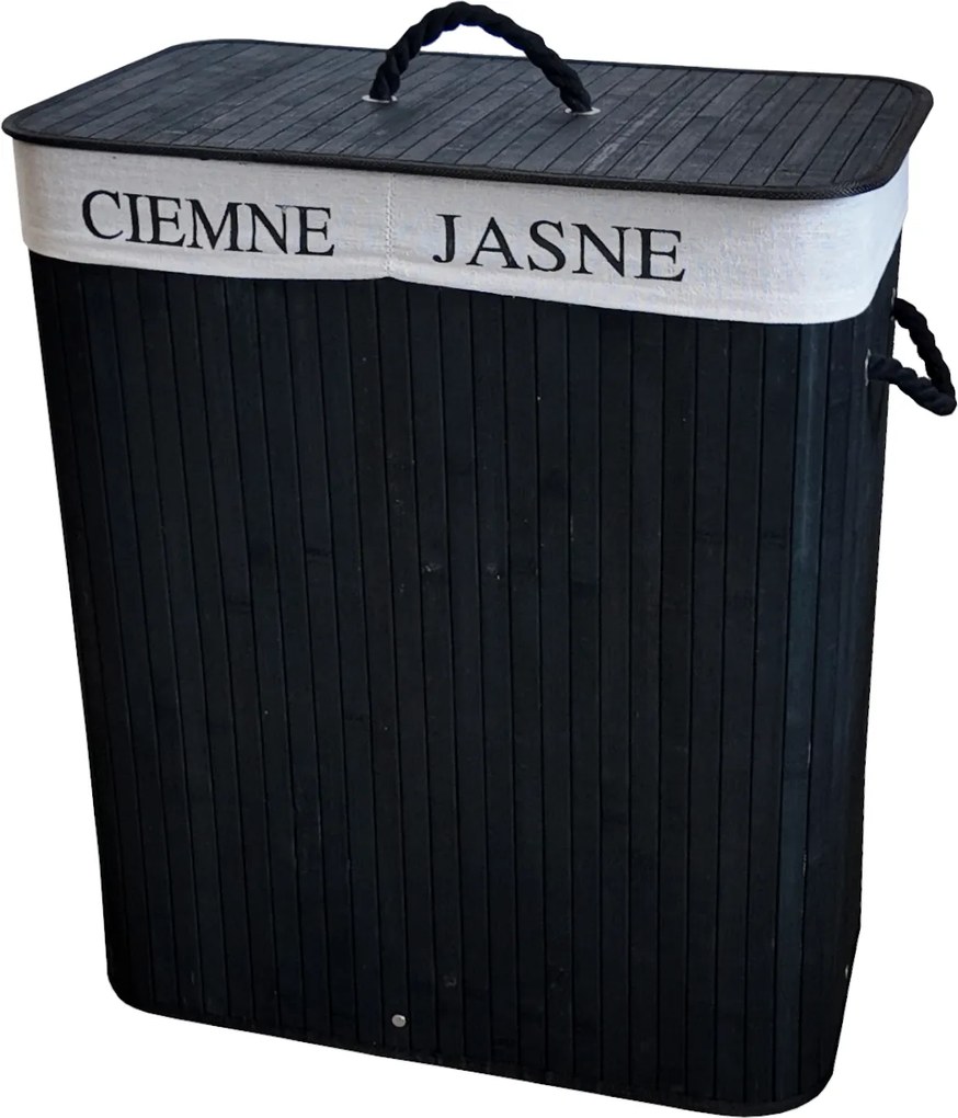 TRENDIE Bambusový koš na prádlo 100l černý + DÁREK