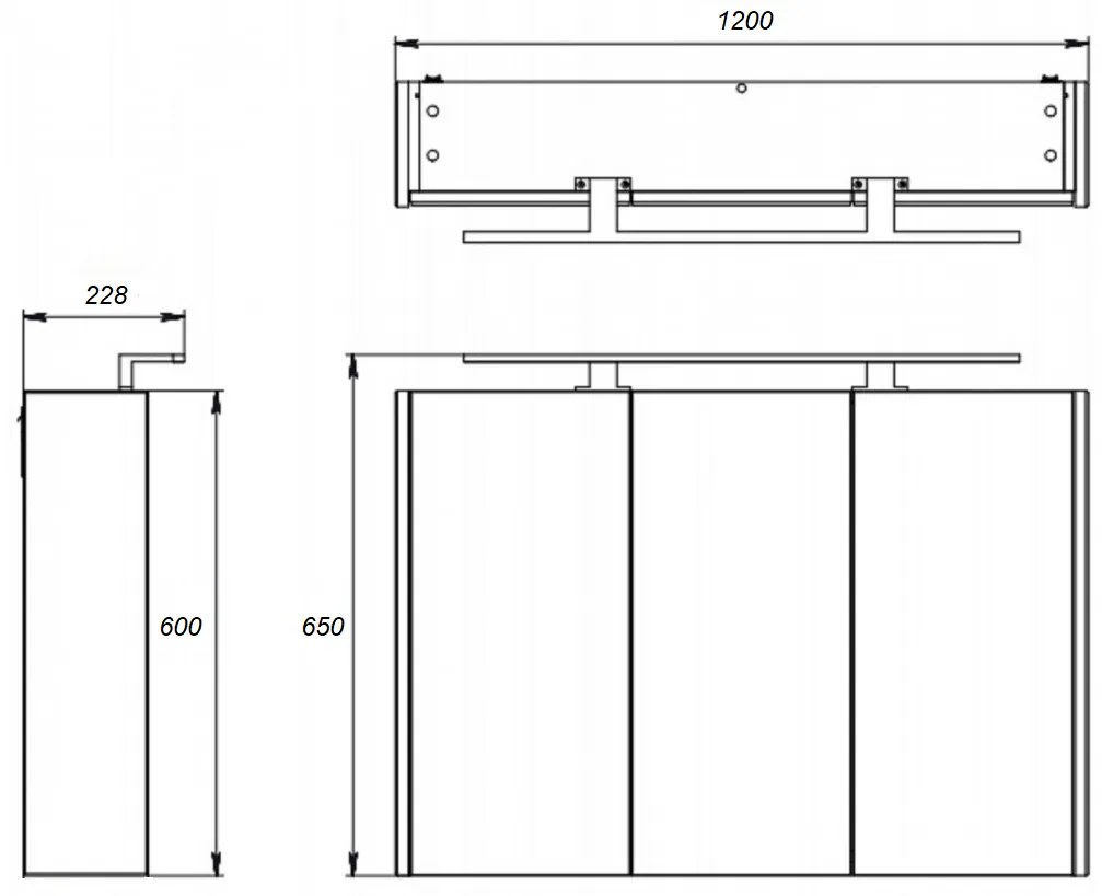 Lavedo Vanessa Black 120 zrcadlová skříňka do koupelny s LED osvětlením