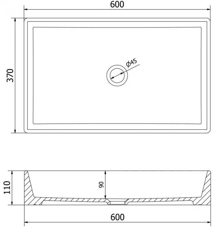Mexen Goya, umyvadlo na desku 60 x 37 cm, černá matná, 22186085