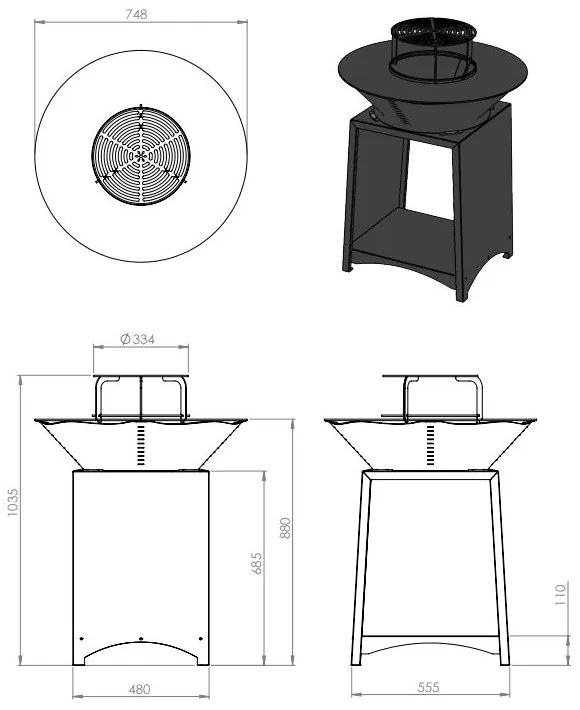 PRO-TERMO Grilovací ohniště FIESTA COR-FE 75 - Hnědá