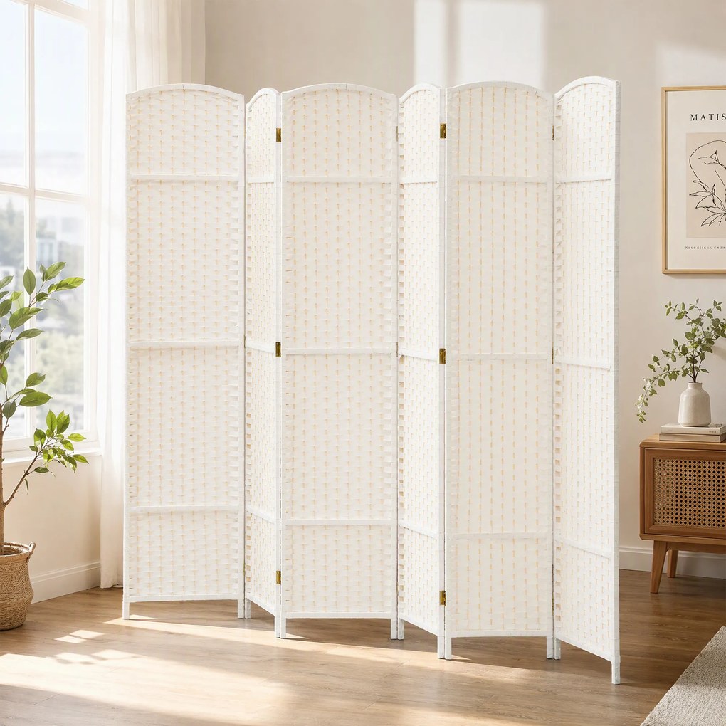 HOMCOM 6-panelový rozdělovač místností 240x170 cm skládací dělicí stěna pro obývací pokoj, ložnici a kancelář