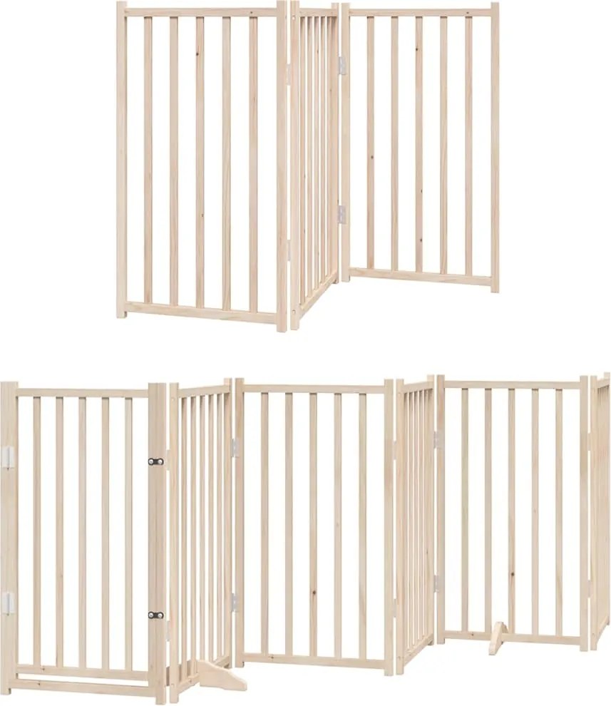 Zábrana pro psy s dvířky skládací 9 panelů 450 cm topol 3155700