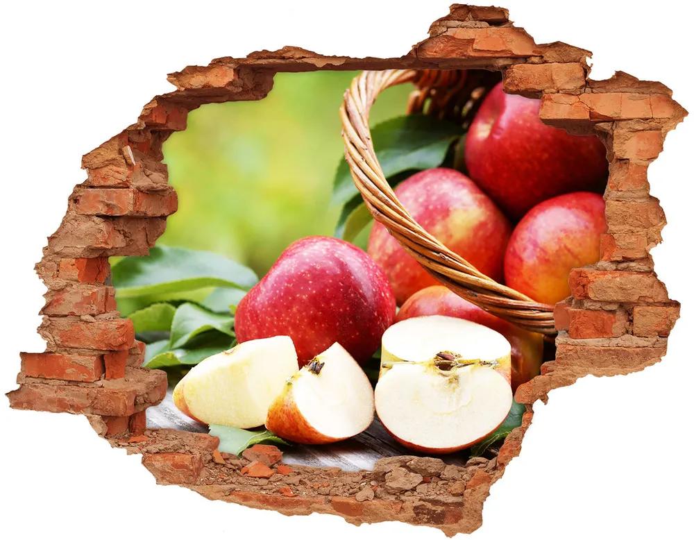 Wallmuralia Nálepka 3D díra Jablka v košíku 90x70 cm